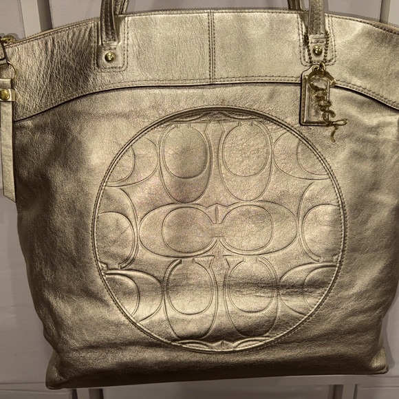 Coach | Bags | Coach Gold Leather Laura Tote | Poshmark